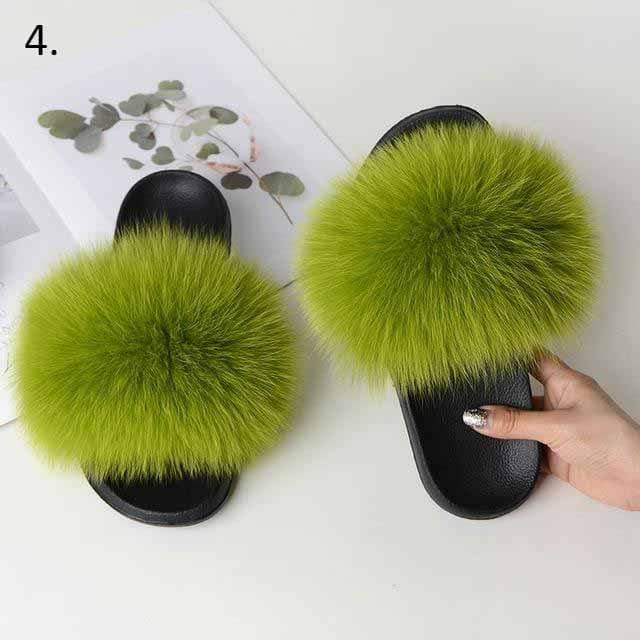 Women Casual Real Fox Fur Slippers – HER SHOP